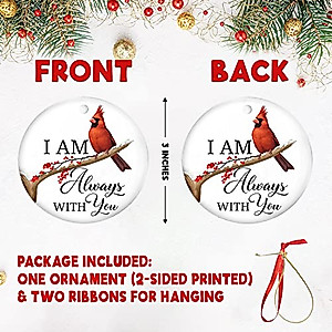 Sympathy Christmas Tree Decorations - 2023 Christmas Ornament - Christmas Sympathy Gifts, Memorial Gifts for The Loss of A Loved One, Christmas Decorations, Cardinal Always with You Ceramic Ornament