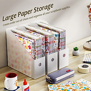 6PCS Scrapbook Paper Storage, Foldable Scrapbook Paper Holder with 2 Pieces Sticky Index Tabs for 12x12 Paper Storage Organizer, Files, Vinyl, Cardstock, Magazines, Documents