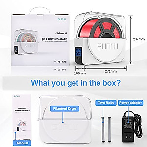 SUNLU Filament Dryer Box with Fan for 3D Printer Filament, Upgraded Filament Dehydrator Storage Box for 3D Filament 1.75 2.85 3.00mm, Keeping Filament Dry During 3D Printing, S1 Plus, White