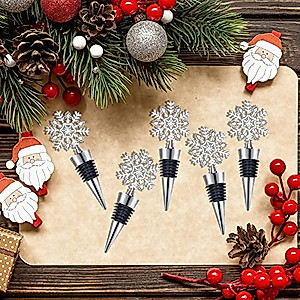Whaline 4 Pieces Snowflake Wine Stopper Christmas Decorative Wine Bottle Stopper Metal Beverage Beer Stopper for Keeping Wine Fresh Winter Birthday Wedding Bar Tool Home Kitchen