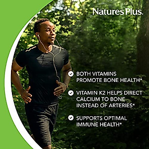 NaturesPlus Source of Life Garden Vitamin D3 & K2 - 60 Vegan Capsules - Promotes Bone Support, Immune Function, Cardiovascular Health & Mood Balance - Vegan, Gluten Free - 60 Servings