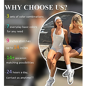 Trendy Non-Slip Headbands Set for Women - 7PCS Elastic Soft Thick Cotton Cloth Headbands for Yoga, Running, Workout, and Sports