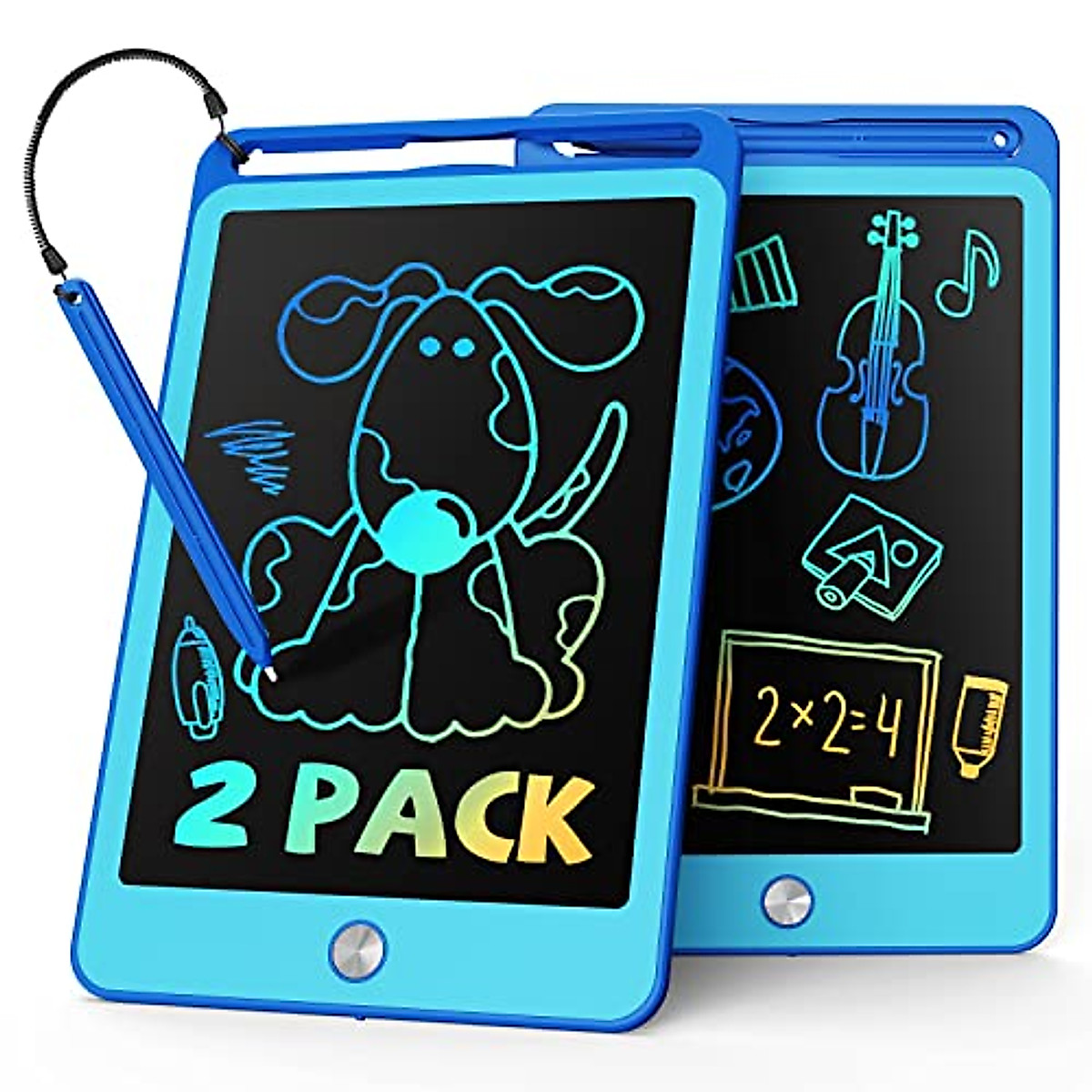 TEKFUN 2 Pack LCD Writing Tablet for Kids, 8.5 Inch Blue+Blue Doodle Board Drawing Board Reusable Drawing Tablet with Lanyard, Educational Kids Toddler Toys Birthday Gift for Boys Girls 3-12 Years Old
