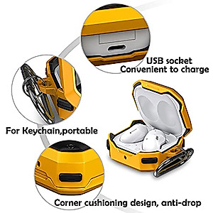 Wocoxo Compatible with Galaxy Buds Pro Case/Galaxy Buds Live Case, Shock-Proof Portable Protective Cover with Keychain (Yellow)