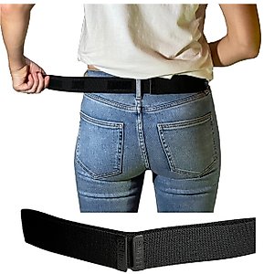 Invisible No Buckle Elastic Belt for Men and Women: 1 1/2" Wide, Waist size adjustable 32" to 48" by Beltless