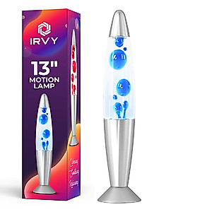 Irvy Motion Lamp 13.5'', Beautiful Liquid Entertaining Tabletop Lamp for Adults and Kids, White Clear Liquid with Silver Base Decorative Lights, Gift for Christmas and Birthday (Red)