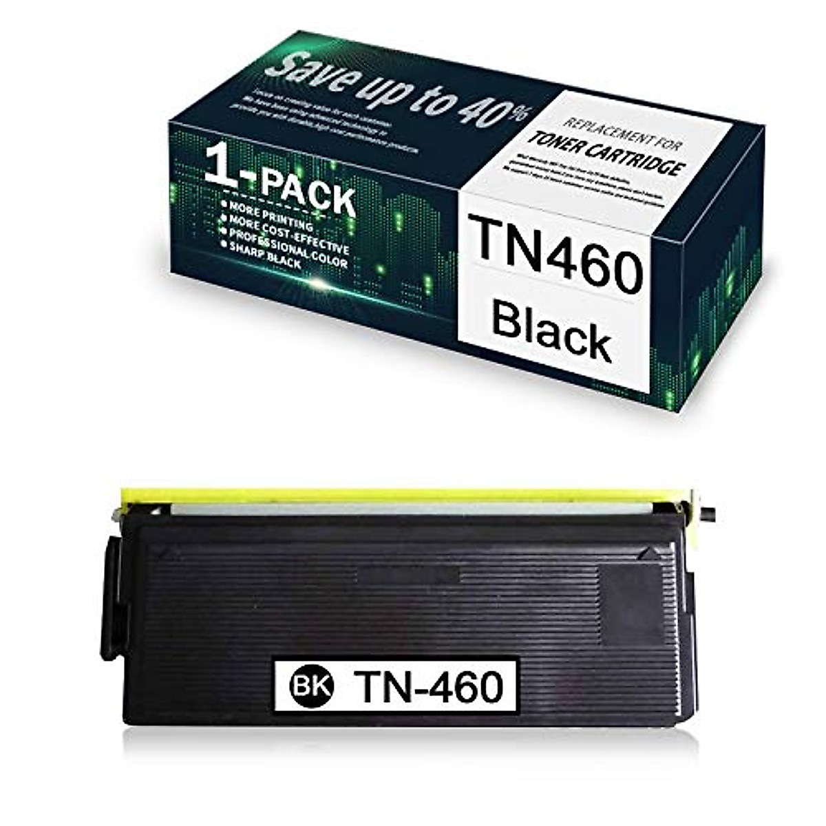 Black TN460 (1 Pack) Compatible Toner Cartridge Replacement for Brother HL-1030 1200 1430 9750 1440 1240 1250 9650 1250 1650 1870N DCP 1400 MFC 2500 8600 8300J 8700 8500 Printer, Toner Cartridge.