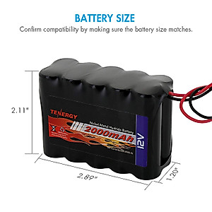 Tenergy NiMH Battery Pack 12V 2000mAh High Capacity Rechargeable Battery w/Bare Leads Replacement Battery Pack for DIY, Medical Equipments, LED Light Kit, RC Models, Portable 12V DC Devices and More