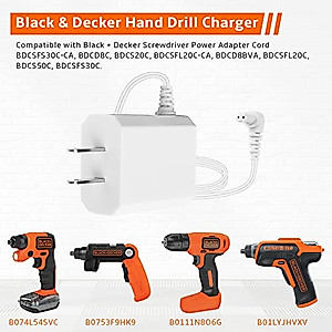 15V 90627870-01 Hand Drill Charger for Black & Decker Screwdriver Power Adapter Cord BDCSFS30C-CA BDCD8C BDCS20C BDCS50C BDCSFS30C BDCD8BVA