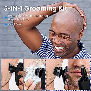 Pamasana Head Shavers for Bald Men, Electric Shavers for Bald Head Cordless, Bald Head Shavers, Electric Shaver, Rechargeable Rotary Shaver for Men, Waterproof Rotary Shaver Grooming Kit