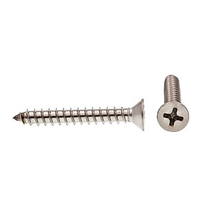 Prime-Line 9016681 Sheet Metal Screw, Self-Tapping, Flat Head Phillips, #8 X 1-1/4 in, Grade 18-8 Stainless Steel, Pack of 100