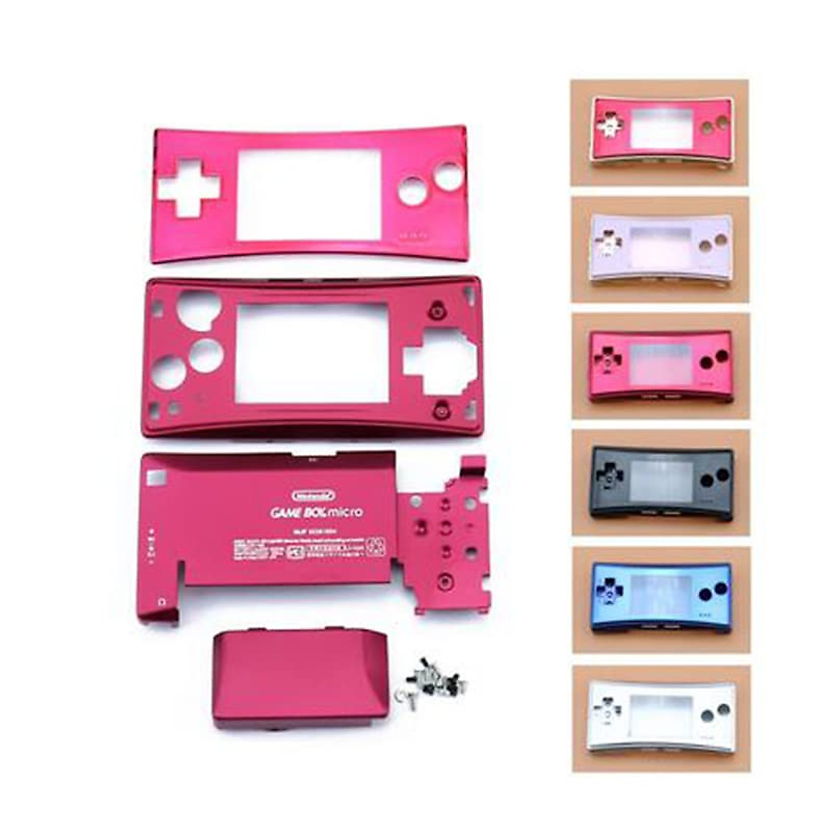 Metal Aluminum Housing Shell Case Faceplate Cover with Full Screws for Gameboy Micro GBM Replacement (Black)