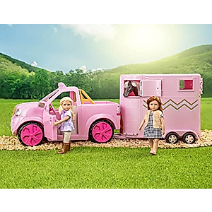 Lori Dolls – Ride & Shine Pickup Truck– Pick-Up Truck for Mini Dolls – Pink Car for 6-inch Dolls – Trailer Hitch & Openable Doors – Toy Vehicle for Kids – 3 Years + LO37113C1Z