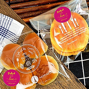 Thank You Baked with Love Stickers Labels, 2 Inch Round Pink Just for You Lables for Cookie Cupcake,Baked Goods Packaging and Wrapping,Homemade Bakery Bread Bags(500pcs/roll)