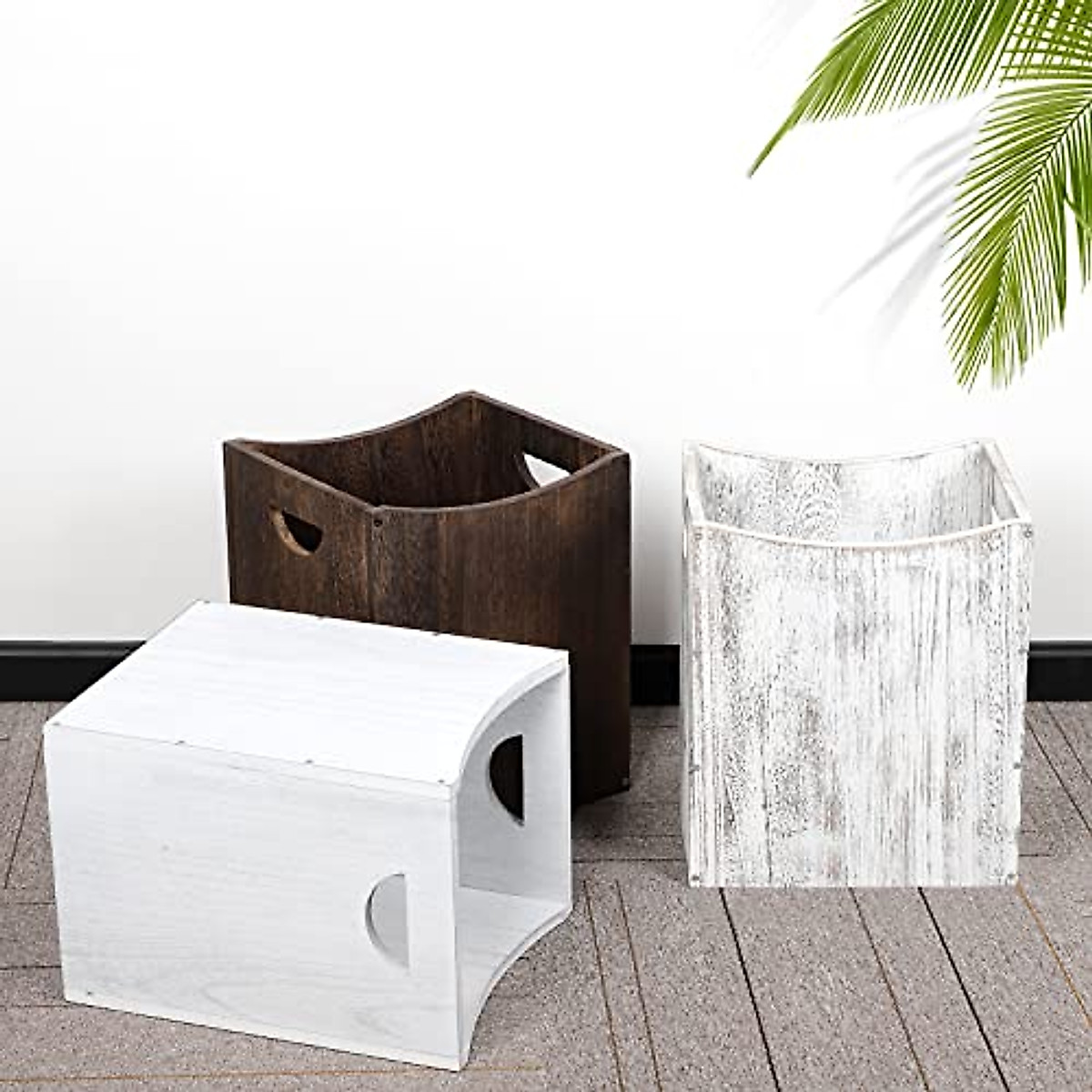Wood Trash Can 5.3 Gallon Kitchen Garbage Can Rectangular Wastebasket with Built-in Handles Rustic Farmhouse Trash Can for Kitchen Bedroom Office Bathroom Under Desk Large Storage Rustic White