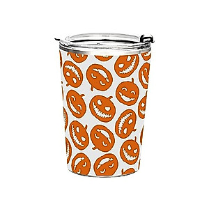 Jihqo Halloween Pumpkin Orange Tumbler with Lid and Straw, Insulated Stainless Steel Tumbler Cup, Double Walled Travel Coffee Mug Thermal Vacuum Cups for Hot & Cold Drinks 12oz