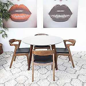 Allora Mid Century Faux Leather Leather Dining Chair in Black (Set of 2)