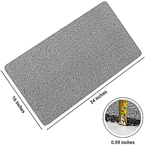 LuxStep Shower Mat Bathtub Mat,24x16 inch, Non-Slip Bath Mat with Drain, Quick Drying PVC Loofah Bathmat for Tub,Shower,Bathroom (Phthalate Free,Grey)