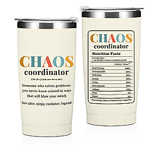 Chaos Coordinator Tumbler Thank You Gifts Water Bottle Double Wall Travel Coffee Mug Stainless Steel Vacuum Insulated Thermal Cup for Boss Lady Gifts Women Coworker Employee Mentor Birthday Christmas