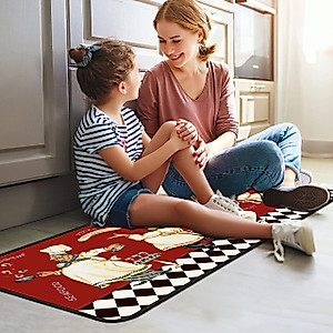 Fat Chef Rugs Kitchen Floor Mats for in Front of Sink, Fat Chef Kitchen Mats for Standing for Kitchen Decor 17"X30"+17"X47"