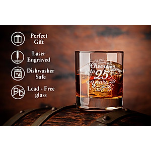 JohnPartners993 Cheers To 25 Years Whiskey Glass - Etched Sayings - Gift To Celebrate Wedding - Business - Or Work Anniversary - Gift For Him Her Couple