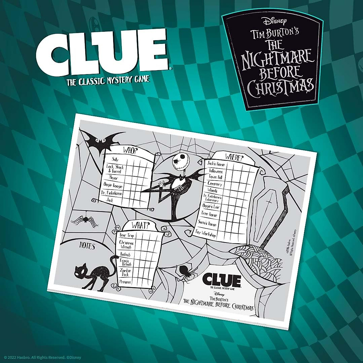 CLUE: Disney The Nightmare Before Christmas | Collectible Clue Game Based on Disney Classic Film | Officially-Licensed Game with Familiar Locations and Iconic Characters