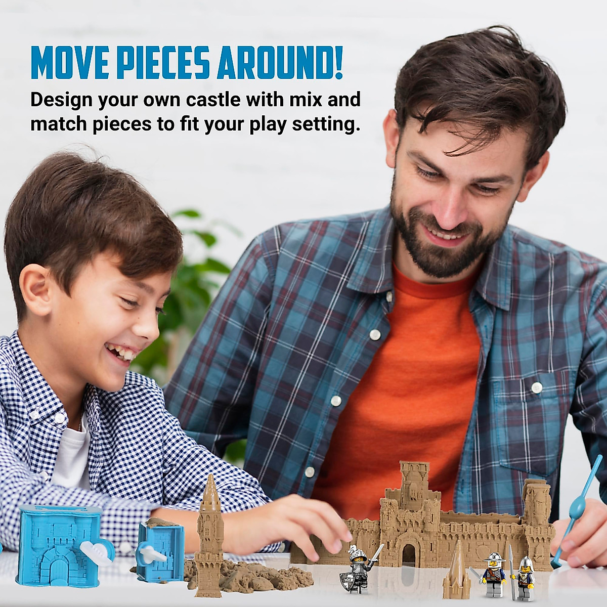 Create A Castle Indoor Sandcastle Play Sand Kit, 2.65 lbs Sensory Play Sand, BuildMaster Reusable Castle Magic Sand Toy Set for Kids, 25 Pieces and Playmat, for Kids 6+