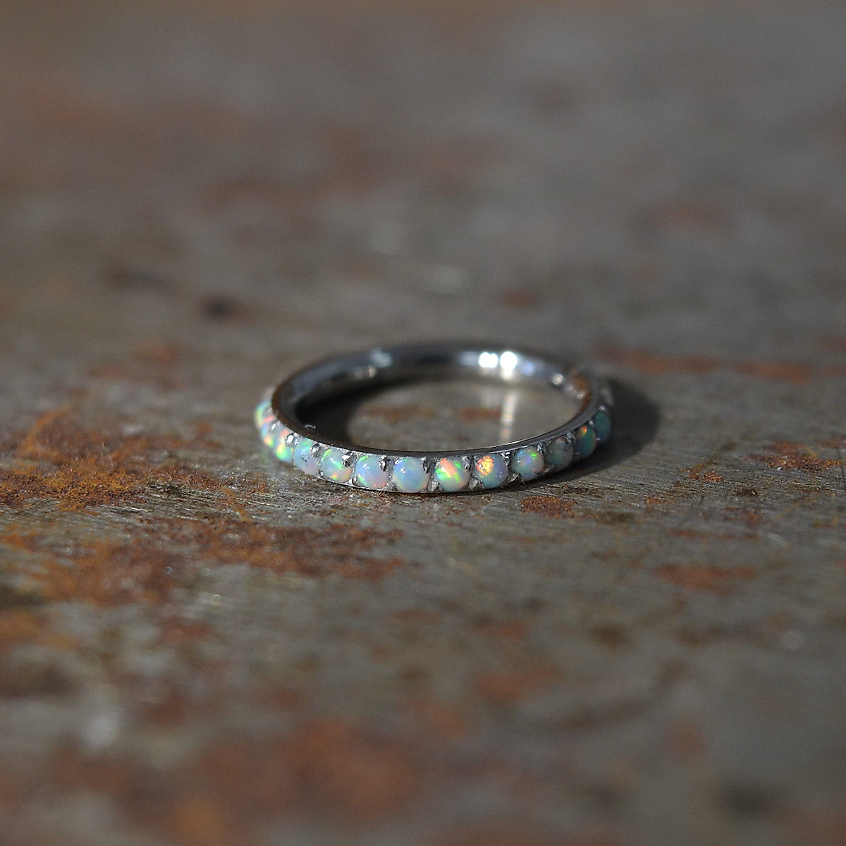 AVNIS Helix Ring Hoop ?€“ Premium Stainless Steel Hinged Nose Ring Hoop ?€“ 16G Opal Stone Septum Ring ?€“ Tragus Earrings for Women ?€“ Versatile Nose Piercing Jewelry