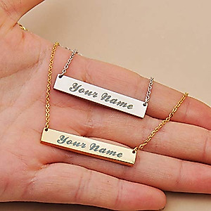 Love Wind Long Bar Necklace Personalized Cobi Nameplate Monogram Initial Necklace for Women