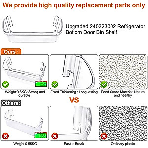 1x UPGRADE 240323002 Refrigerator Door Bin Shelf Replacement Part Compatible for Frigidaire Electrolux Refrigerator Bottom 2 Shelves on Refrigerator Side AP2115742 PS429725 AH429725 FGHS2631PF4A