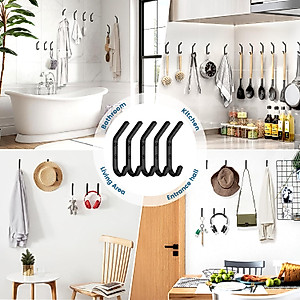 Coat Rack Hooks Wall Mounted,5 Packs Large Wall Hooks, Bath Towel Rope Hooks for Kitchen, Door, Cabinet, Bathroom, Foyers, Hallways.Heavy Duty Hanger for Purse, Rack for Closet and Door Wall Mounted