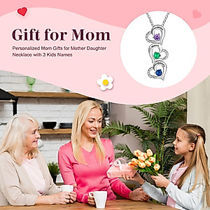 ALBERTBAND Christmas Gifts for Mom Personalized Heart Necklaces for Mother 3 Birthstone Necklaces for Women Mom Necklace Custom 3 Name Necklace Gifts for Grandmother