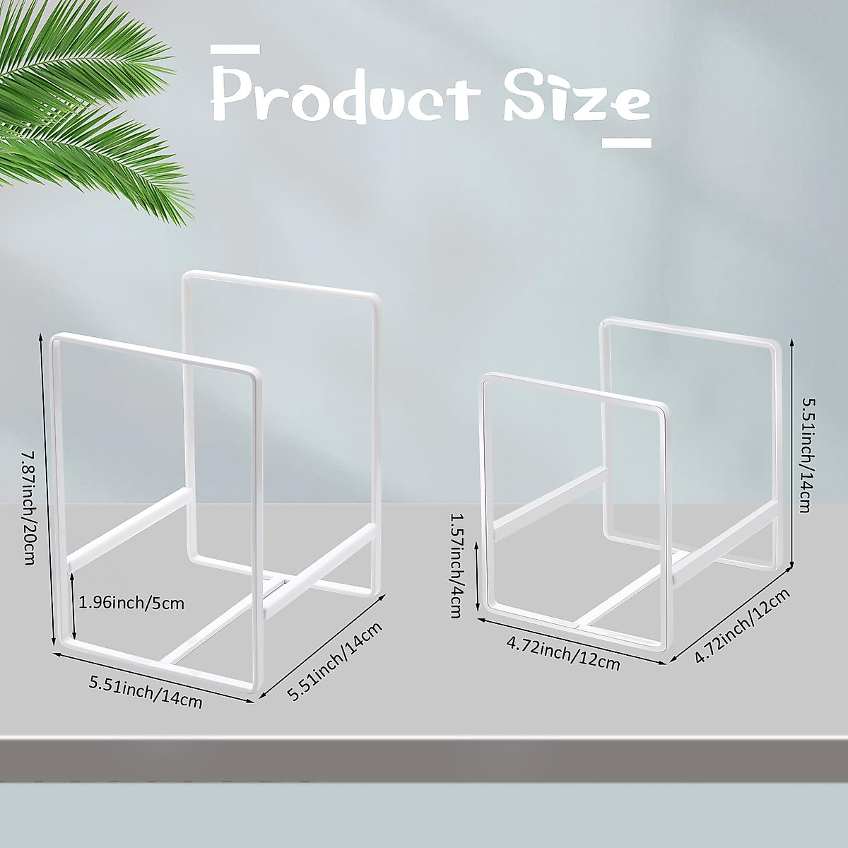 Skylety 8 Pcs Plate Holders Organizer Metal Dish Storage Dying Display Rack Vertical Plate Organizer for Cabinet Plate Bowl Pot Pan Cutting Board Counter Cupboard for Christmas(White, Large, Small)