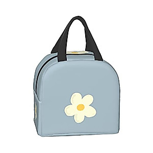 Ucsaxue Insulated Lunch Bag Women Men, Reusable Tote Lunch Box, Leakproof Cooler Lunch Bags for Work Office Travel Picnic, Cute White Flower Daisy