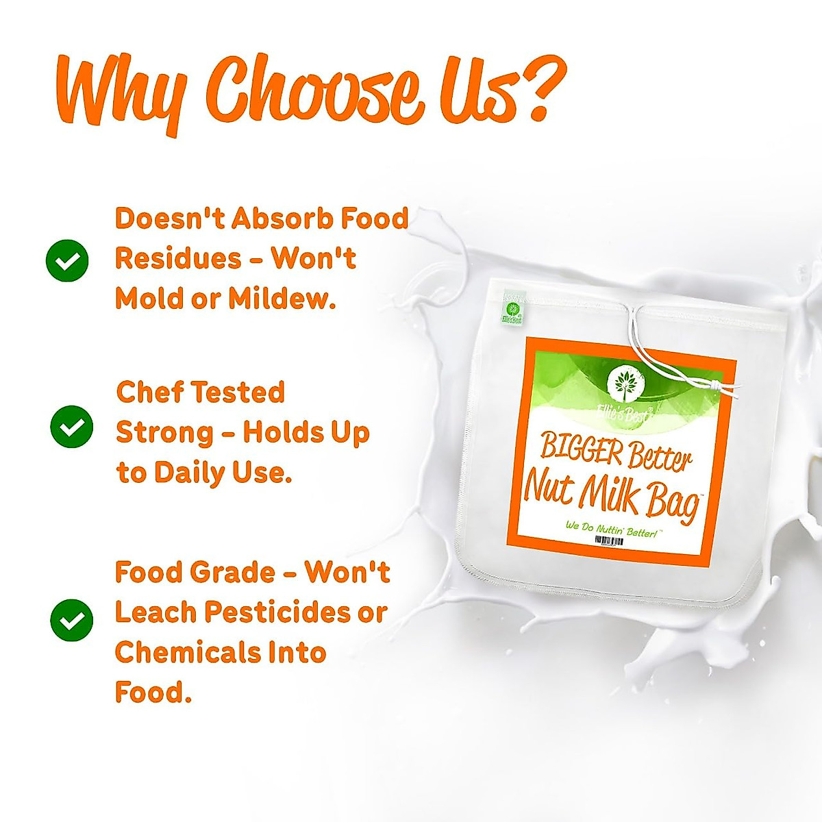 Pro Quality Nut Milk Bag - XL12"X12" Bags - Commercial Grade Reusable All Purpose Food Strainer - Food Grade BPA-Free Ultra Strong Fine Nylon Mesh - Almond Milk, Juices, Cold Brew Recipes Videos -1