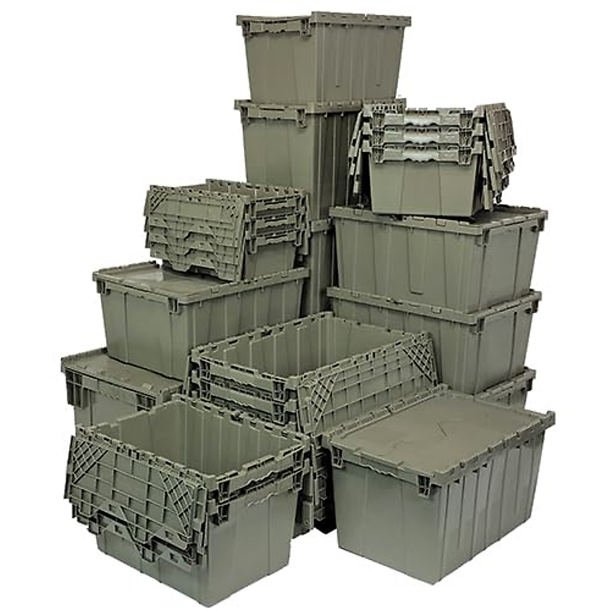 FSE Quantum QDC2115-9 Distribution Containers, Attached lid, Heavy-Duty, 21-3/4"L x 14-7/8"W x 9-5/8"H, Gray, Made in USA