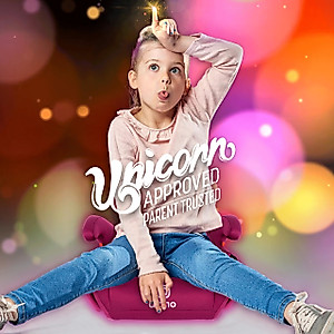 Diono Solana, No Latch, Single Backless Booster Car Seat, Lightweight, Machine Washable Covers, Cup Holders, Pink