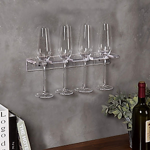 MyGift Clear Acrylic Wine Glass Holder Wall Mounted Stemware Hanging Rack - Holds 4 Stemmed Glasses