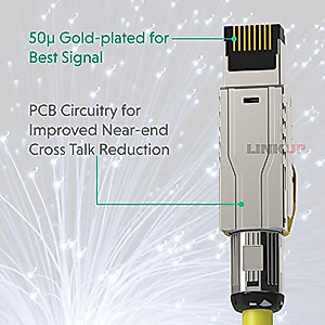 LINKUP - [GHMT & DSX8000 Certified] Cat8 Ethernet Patch Cable S/FTP 22AWG Double Shielded Solid Cable | 2000MHz 2GHz 40Gbps | 5th-Gen Ethernet LAN Network 40G Structure Wires |Yellow| 1 M (3.3ft)