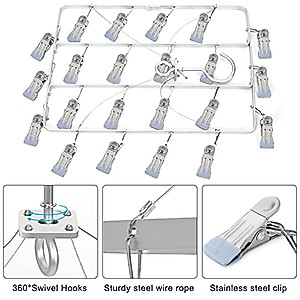 Tinfol Sliver Sock Drying Rack Clips, Aluminum Alloy Clothes Drying Racks with 22 Clips, Durable Laundry Hanger for Baby Clothes, Underwear, Pants, Hat, Gloves