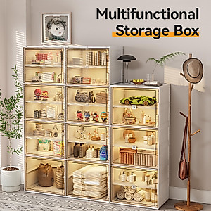 ZZCZZ Shoe Organizer for Closet, Large Clear Plastic Stackable Shoe Storage Boxes, 6 Tiers 12 Pairs Easy Assembly Shoe Cabinet with Magnetic Clear Door, Foldable Shoe Rack Container Bins for Entryway