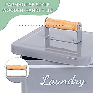 Candco Laundry Dryer Sheets Holder with Lid, Farmhouse Metal Laundry Room Organization, Fabric Softener Dispenser for Laundry Room Decor, Space Saving and Storage (Grey)