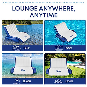 Grip A Pool Inflatable Luxury Chair Recliner Float for 1-2 Adults, Extra Large Heavy Duty Pool Lounge Raft for Floating, Lake, River, Beach