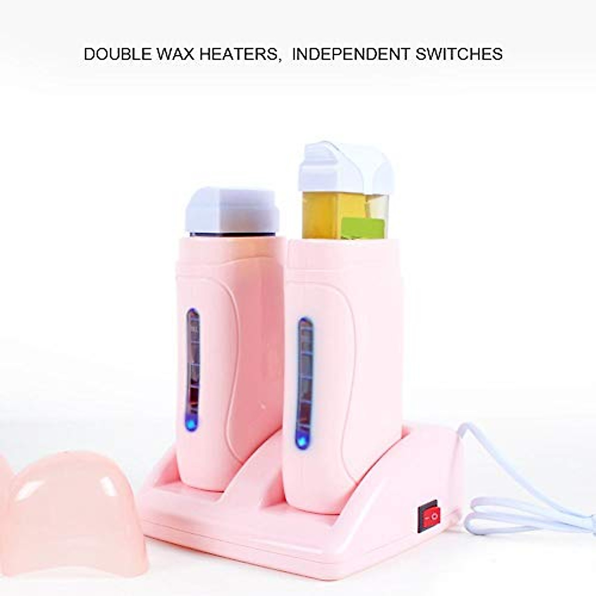 Portable Wax Warmer, Professional Double Depilatory Wax Warmer, 40W Hair Removal Machine, Electric Depilatory Roll On Wax Heater Home Waxing Machine for Travel and Home Waxing & SPA(US)