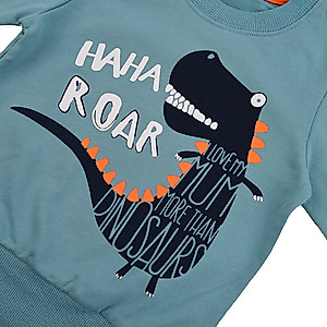 Boys Dinosaur Sweatshirts Toddler Long Sleeve T-Shirts Pullover Cartoon Tee Sport Tops for Kids 4T