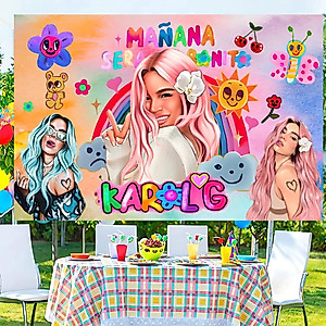 Karol G Background Birthday Decorations, Karol G Happy Birthday Banner Backdrop for Manana Sera Bonito Birthday Party Supplies (5x3ft)