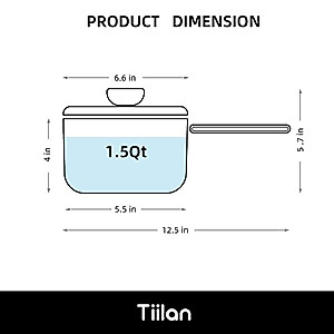 Tiilan Sauce Pan, Saucepan with Lid - Milk Pan for Family, Kids, Couple - 18/8 Stainless Steel - 1.5 Quart/1.7 Liter, Silver