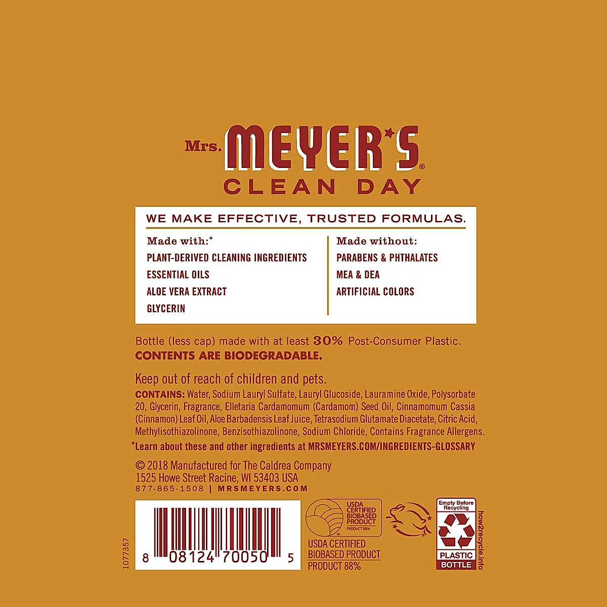 Mrs. Meyer's Apple Cider Kitchen Set, Includes, 1 Hand Soap, 1 Dish Soap, and 1 Multi Surface Cleaner 3 ct.