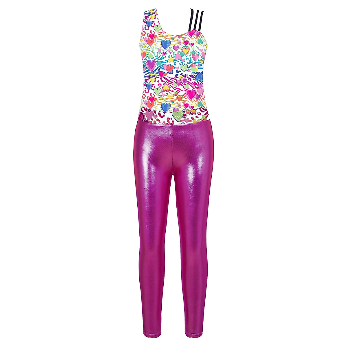 Manyakai Kids Girls Sleeveless Gymnatics Leotards Ballet Dance Unitard 2 Piece Bodysuit Top and Leggings Set Rose 8 Years