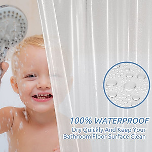 downluxe Waterproof Clear Shower Curtain Liner - PEVA Heavy Duty Plastic Shower Liner with 3 Magnets, Shower Curtains for Bathroom, 72" x 72", Clear